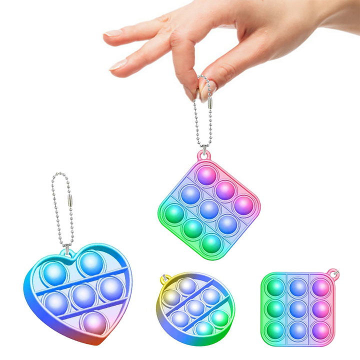 Mini Push Pops Bubble Sensory Toy Keychain Autism Squishy Stress ...