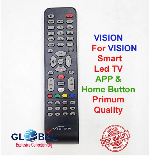 Remote Control For VISION Android Smart Led TV Remote, App Home Button ...