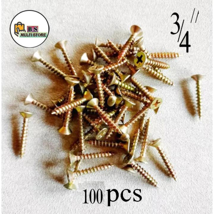 Brand New 3/4" MS Hardware Screw Color Gold (100pcs) | Daraz.com.bd