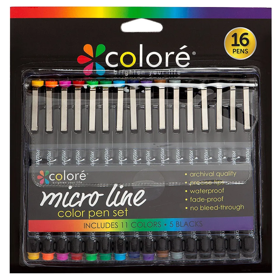 Micro tipped coloured pens store