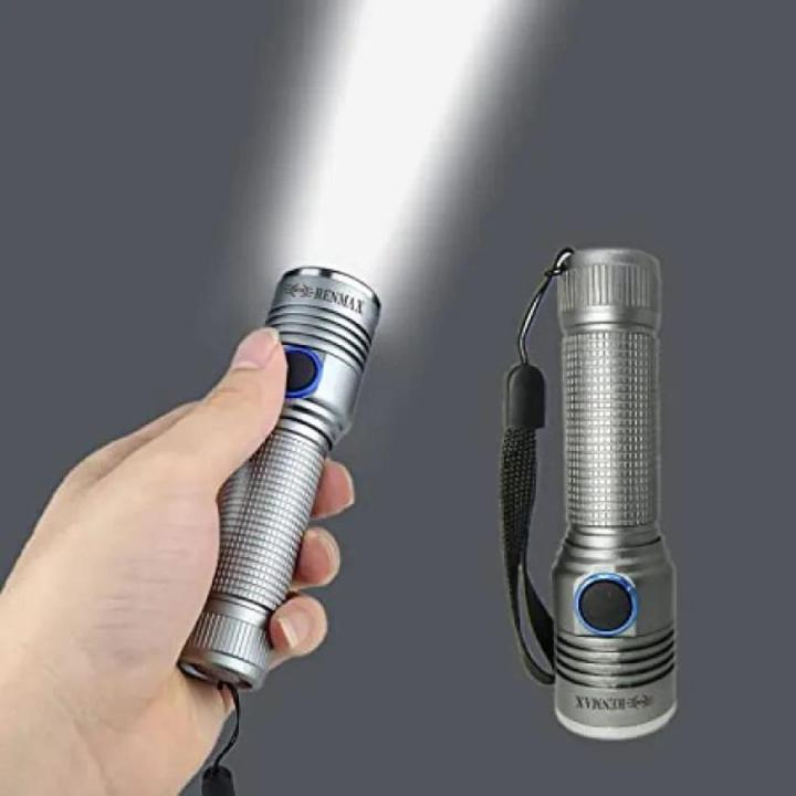 USB Rechargeable Zoomable LED Flashlight Camping Torch Lamp With Case ...