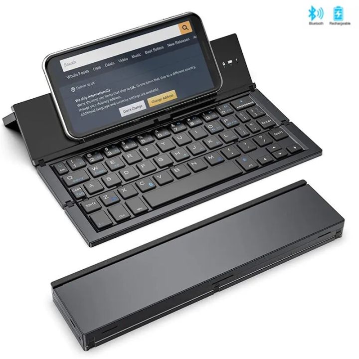 Bow Folding Keyboard Wireless Rechargeable Foldable Bluetooth Keyboard Pocket Keyboard With