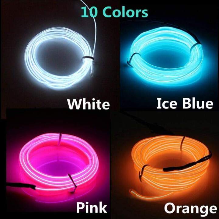 EL Wire Light Strip 10 Colors Waterproof Length of 1m 2m 3m 5m Neon ...