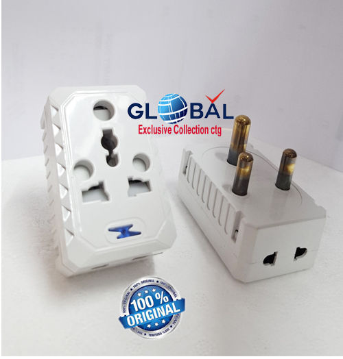 3 Pin Round Multi Socket 15a (3 pin to 3 pin Flat & Round 2 Pin) Plug ...
