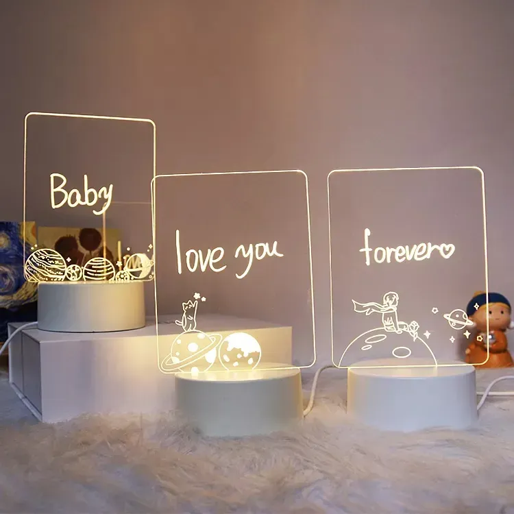 3D LED Note Board USB Message Board with WHITE PEN Creative Acrylic ...
