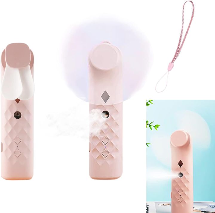2 In 1 Portable Mini Fan Humidifier USB Rechargeable Handheld Fan Water ...