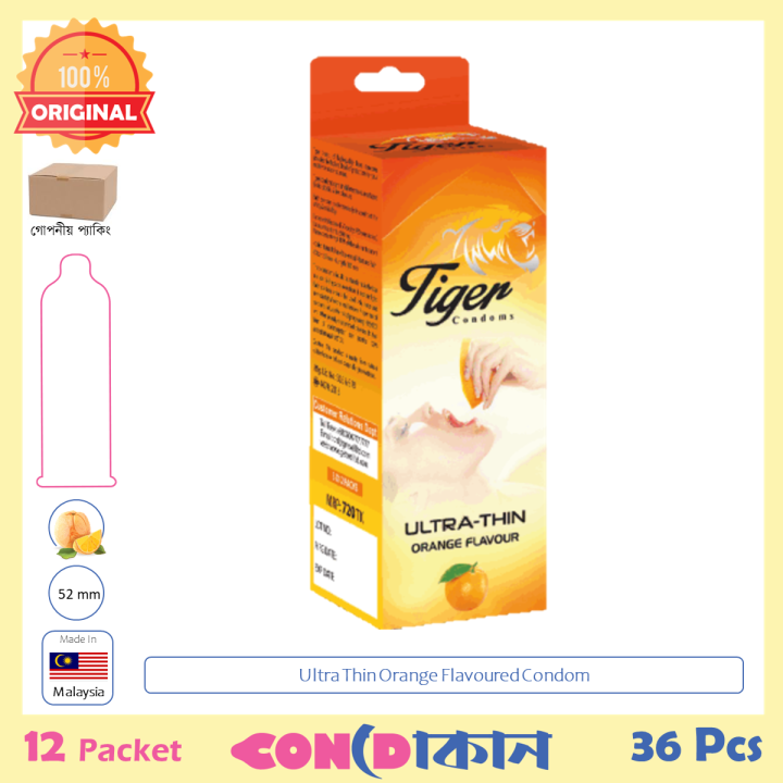 Tiger Ultra Thin Orange Flavoured Condom 12 Pack (36 Pcs) | Daraz.com.bd