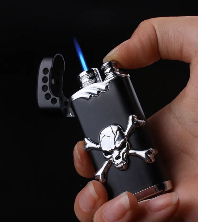 New Windproof Skull Head with Red Light Ghost Sound Effect Lighter ...