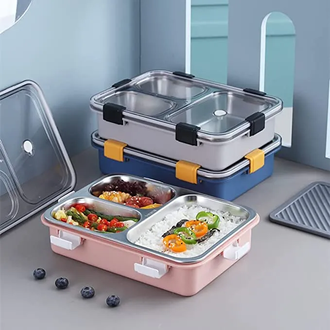 LEGACY ENTERPRICE 3 Compartment Stainless Steel Food Storage Lunch Box ...