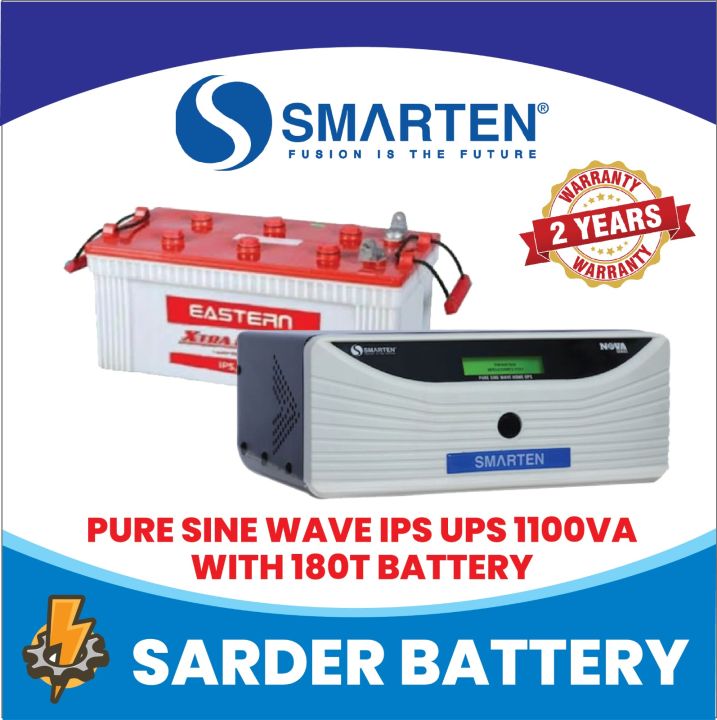 PURE SINEWAVE IPS UPS SMARTEN 1100VA WITH EASTERN 180T BATTERY | Daraz ...