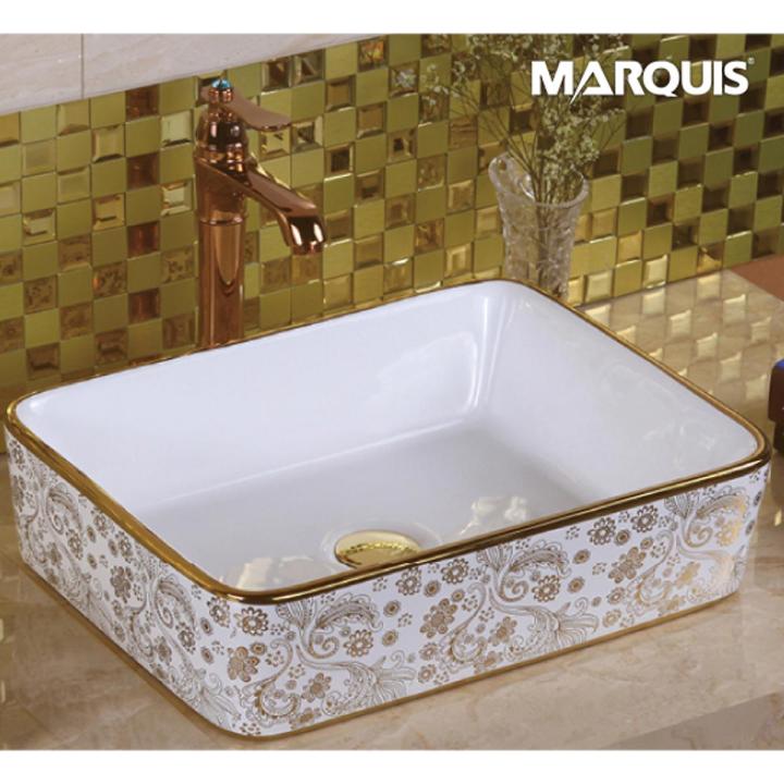 Marquis Golden Pattern Counter Top Basin | Daraz.com.bd
