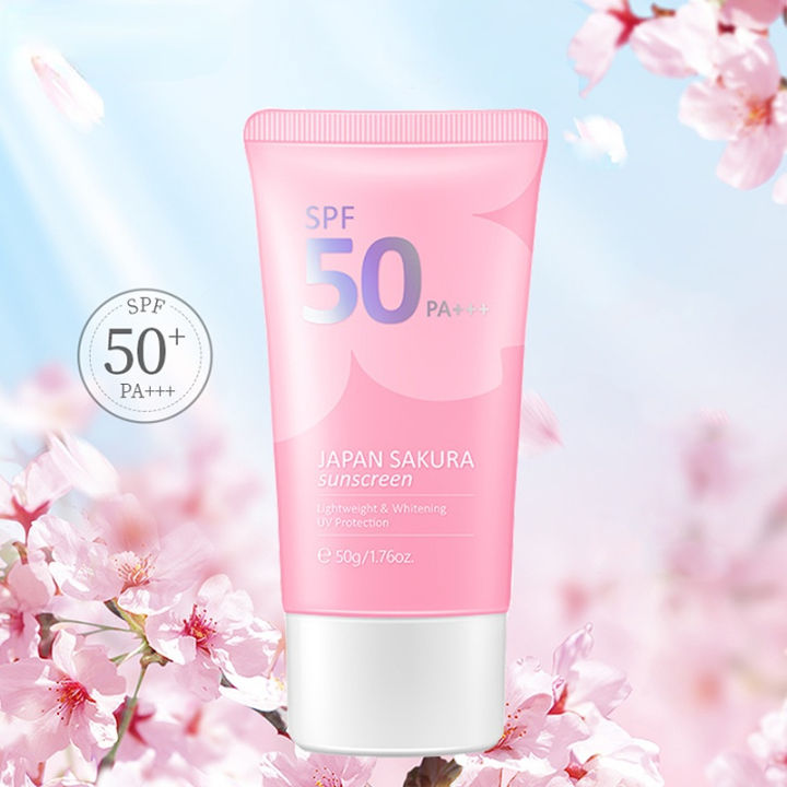 Sakura Sunscreen Cream Protector Facial Sun Block Spf50 Gel Isolation Lotion Cream Bleaching ...