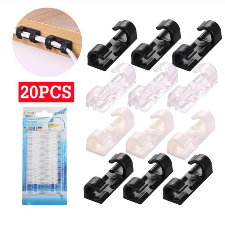 20pcs Wire Cable Management Organizer Desktop & Workstation Cord Clips ...