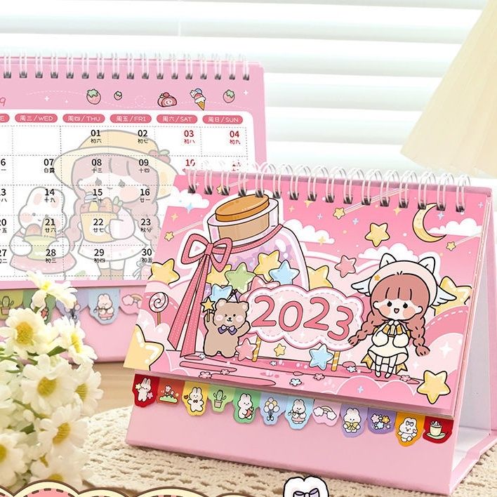 2023 Cartoon Cute Desk Calendar INS Student Bedroom Calendar Office ...