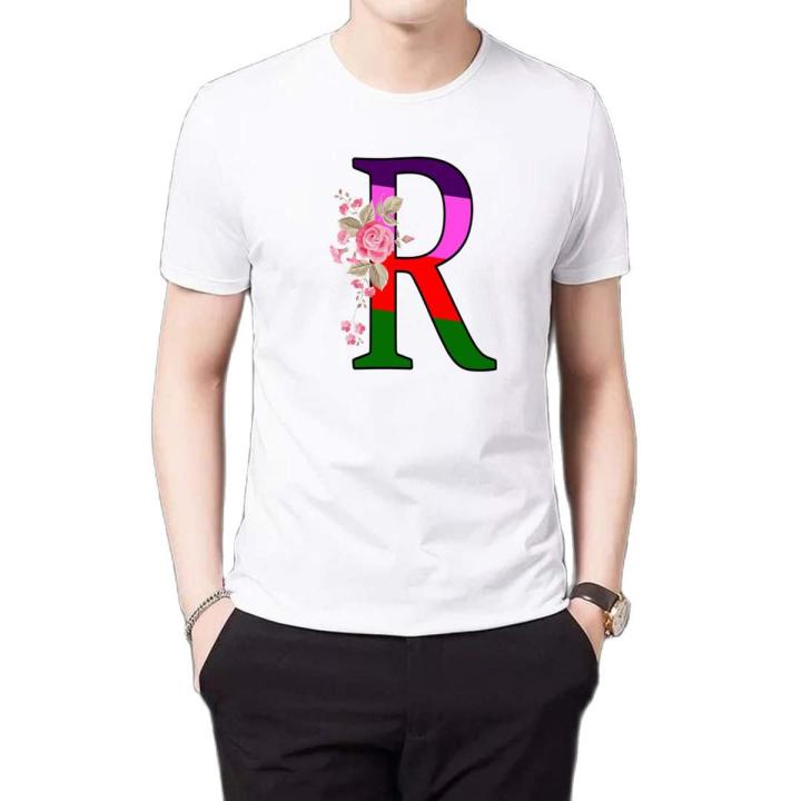 Four Color Floral Alphabet Letter "R" T-Shirt - T Shirt | Daraz.com.bd