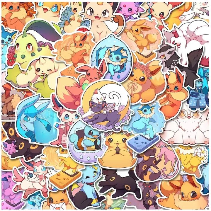 10/30/50pcs Cute Pokemon Eevee Anime Cartoon Stickers Laptop Car ...