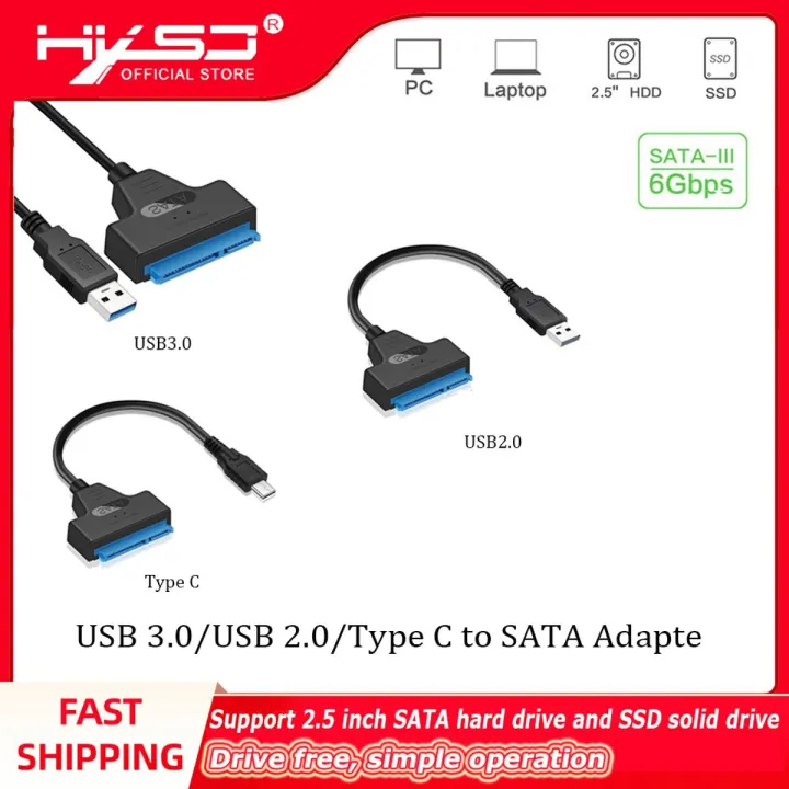 HXSJ USB3.0 USB 2.0 Type C to SATA Adapter Converter Cable 22 Pin Drive ...