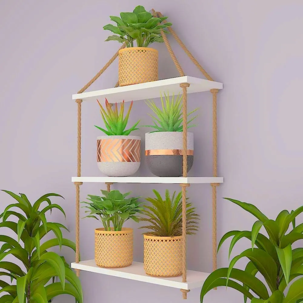 Decoration 3 Layer Hanging Shelf (Without Tree), Balcony Hanging- Rope ...