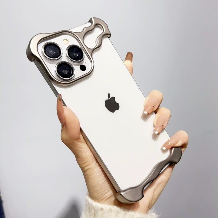 HOCE Aluminum Alloy Irregular Metal Phone Cover For iPhone 16 15 14 13 12 Pro Max 15 16 Plus ...