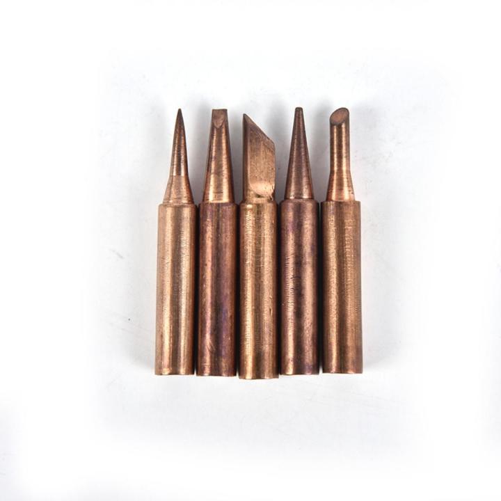 5pcs Pure Copper 900M-T Soldering Iron Tip Lead-free Solder Tips Welding Head Encounter ...