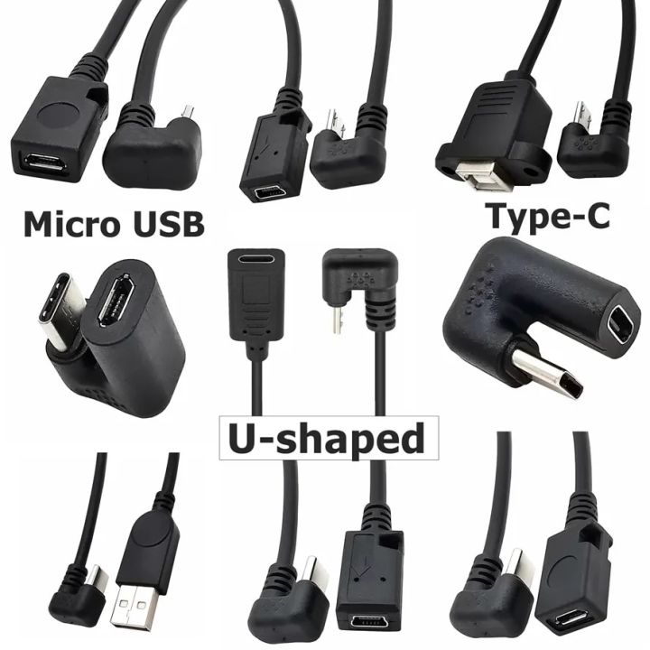 U-shaped 180 Degree Angle USB 3.1 Type C Male to Female Micro Mini Type ...