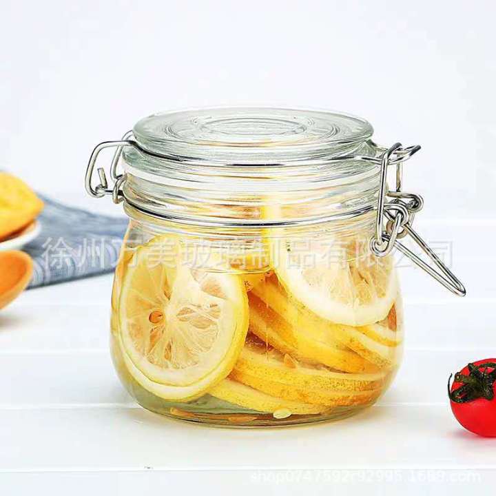 Wholesale 500ml round transparent snap lock storage jar glass sealed ...