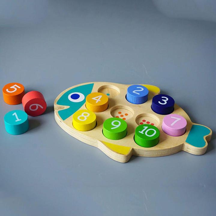 Wooden Numbers Puzzles Educational Developmental Toy Cute Fish Board ...