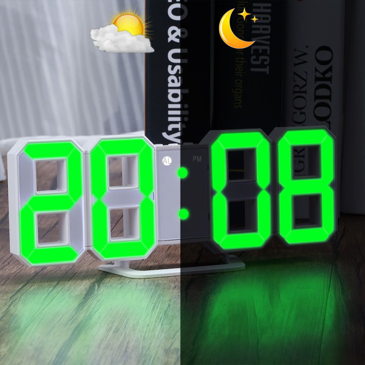 3D Digital Wall Clock LED Table Clock (Green Color) | Daraz.com.bd