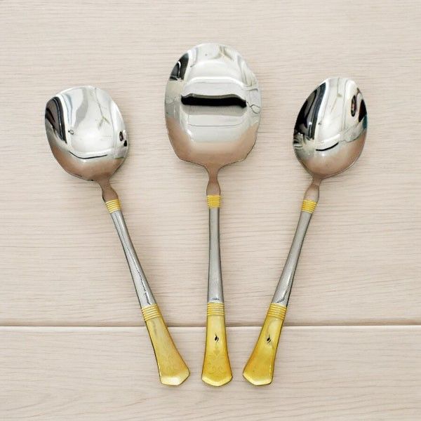 3-Piece Stainless Steel Spoon Set - 12 Inch Spoons, Mirror Polish, Non ...