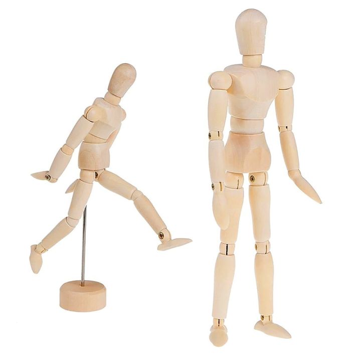 11.4/14cm Artist Movable Limbs Male Wooden Toy Figure Model Mannequin ...