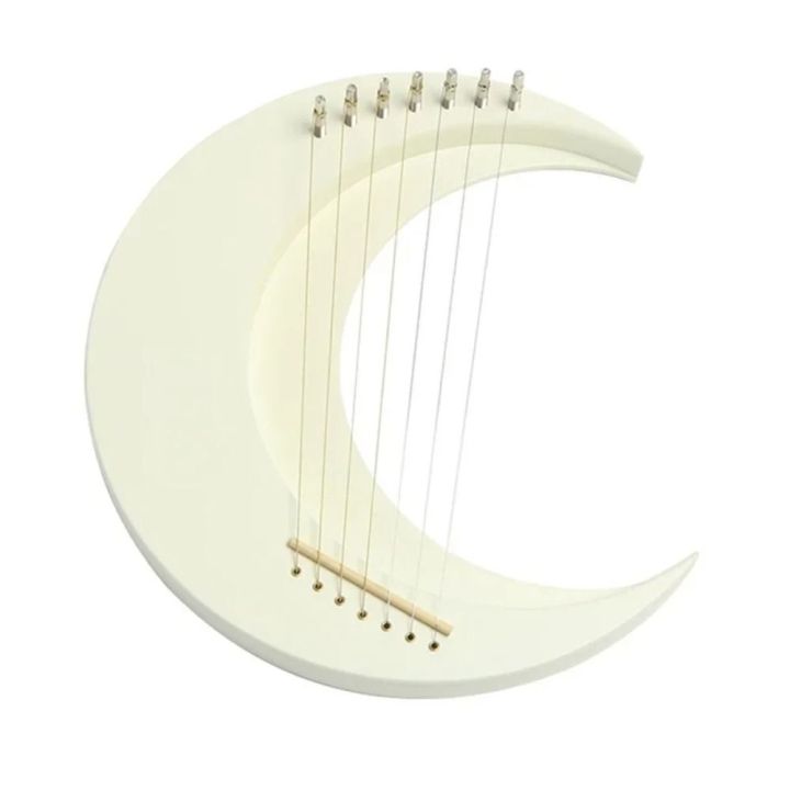 Wood Harp Wooden Crescent Moon Lyre Mini with Instructions 7 Strings ...