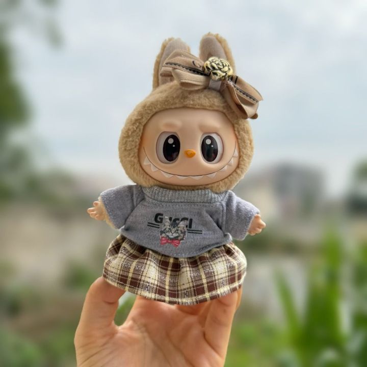 Fashion Light Labubu Doll's Dress Set Cat Handmade Sitting Labubu Time ...