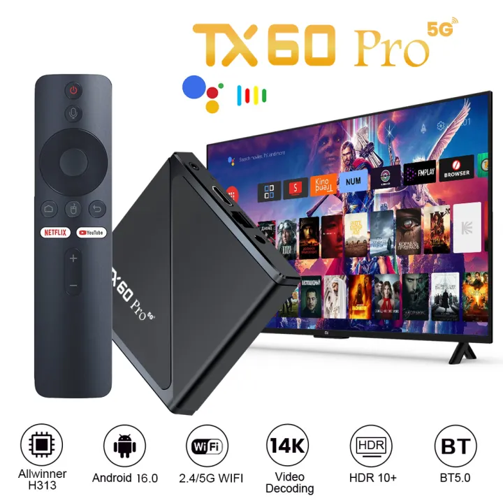 TX60 Pro 5G (Without display) 14K ULTRA HD 16GB 256GB Android 16 Smart ...