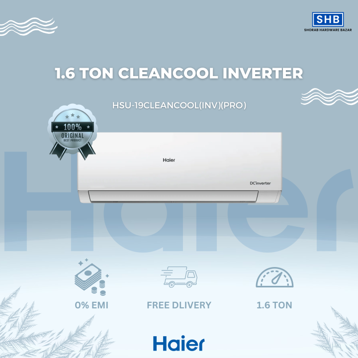 Haier Official 1.6 Ton 19000BTU CleanCool Inverter AC [HSU-19CleanCool ...