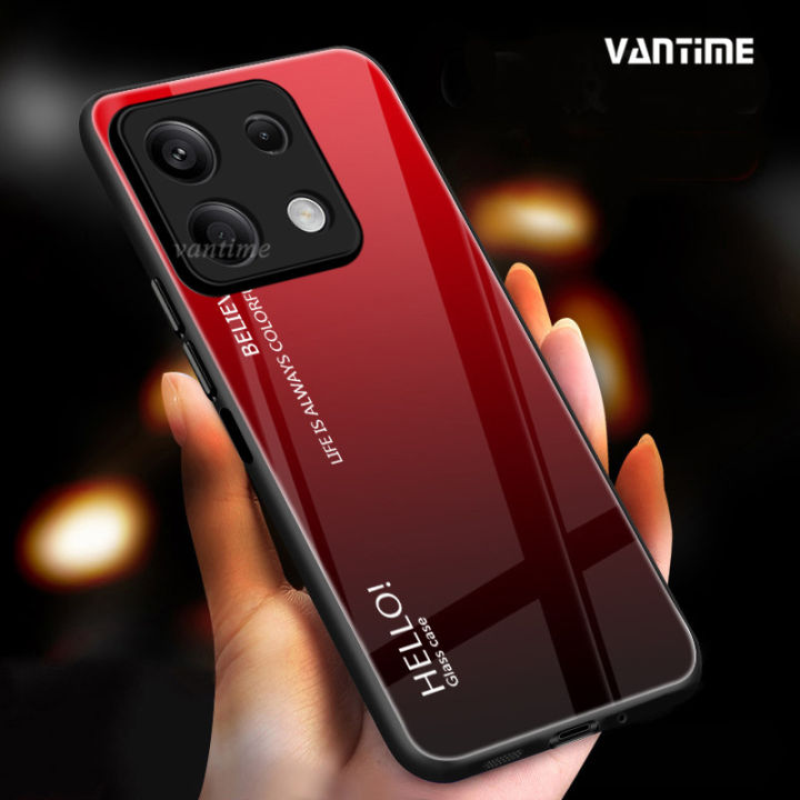 For Xiaomi Redmi Note 13 5G Case Gradient Phone Back Hard Glass Cover ...