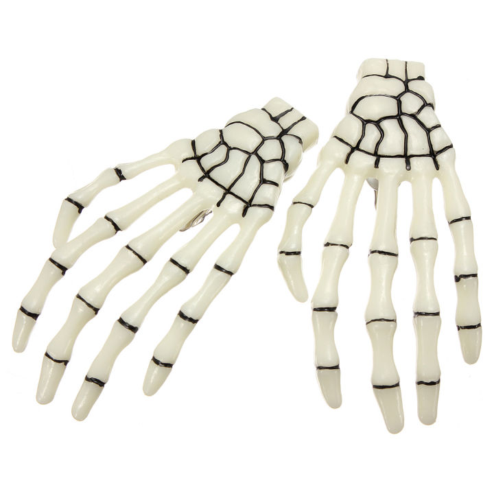 1 Pair Punk Rock Skeleton Hand Bone Bloody Hair Slides Clip Hairpin 6 ...