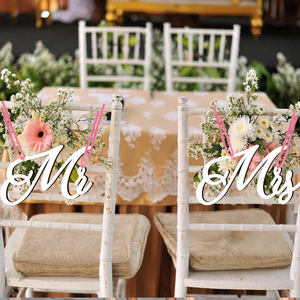 Wedding Bride And Groom Chair Signs