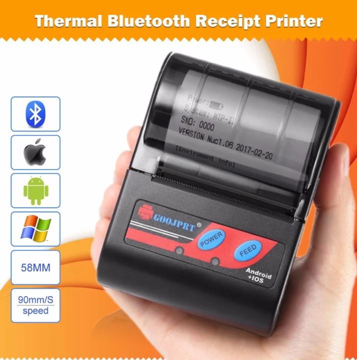 Receipt Printer Portable Thermal Printer Wireless Bluetooth Bill Ticket ...