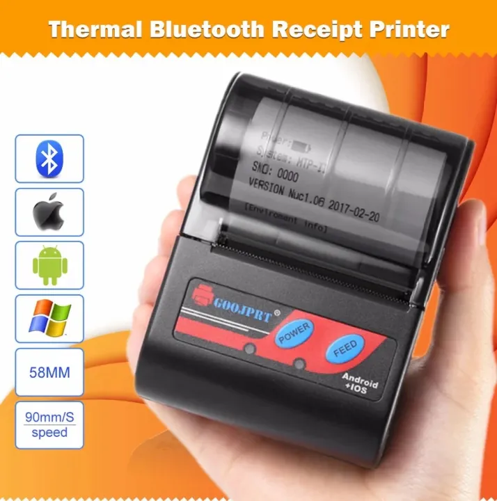 Receipt Printer Portable Thermal Printer Wireless Bluetooth Bill Ticket ...