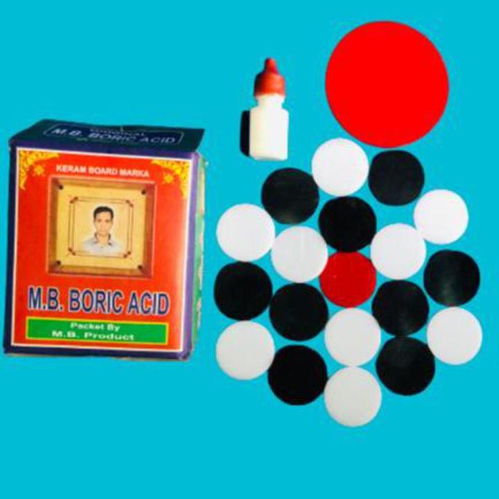 Carrom Coin guti set with Striker and 1 Packet Boric Powder + 1 Piece ...