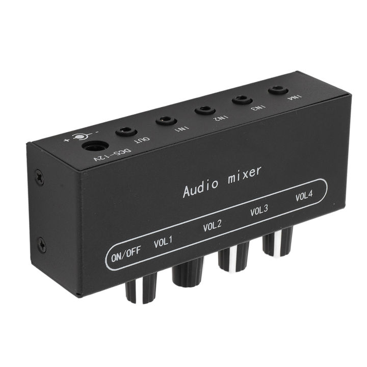 Sound Mixer Aluminum Alloy Casing 3.5mm Input Output Port 4 Channel DC5 ...