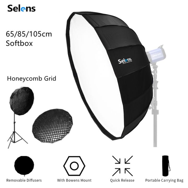 Selens 65/85/105cm Beauty Dish Softbox Honeycomb Grid Quick Folding ...