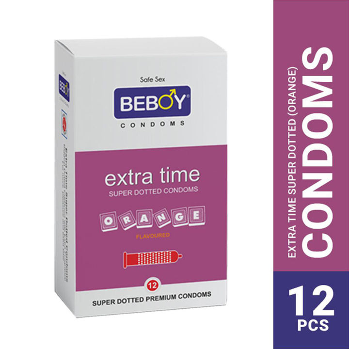 Beboy Extra Time Super Dotted Condom (Orange Flavour) - 12Pcs Pack(India) | Daraz.com.bd