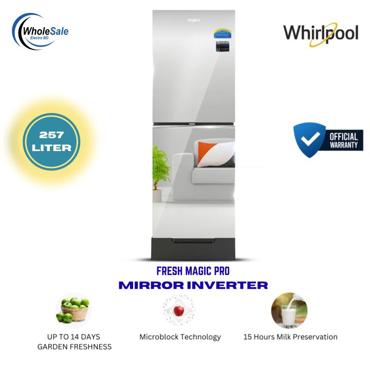 Whirlpool Fresh Magic Pro 257L GD Mirror Inverter Refrigerator | Daraz.com.bd