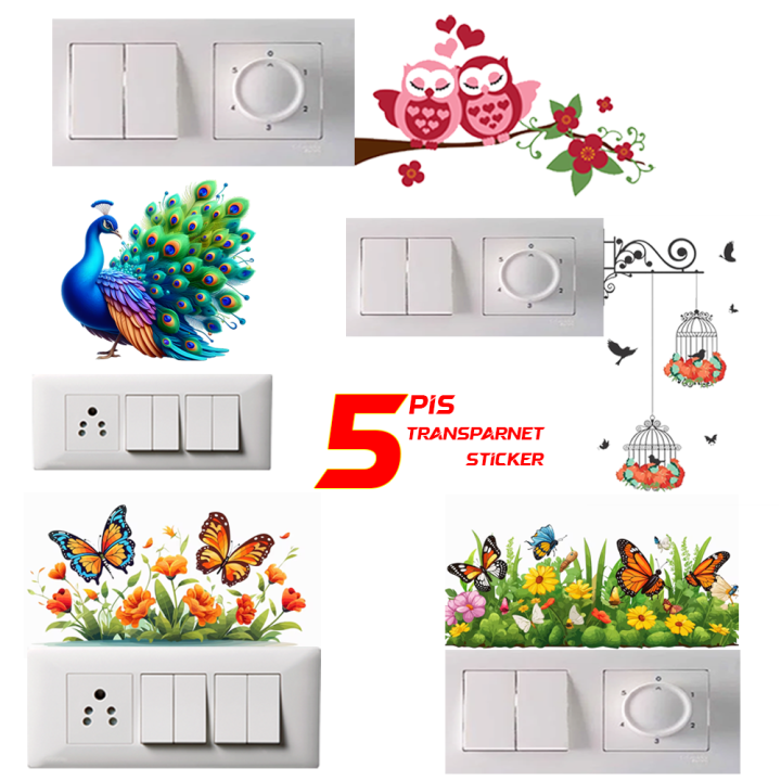 5 piece Decors waterproof transparent stickers | Daraz.com.bd