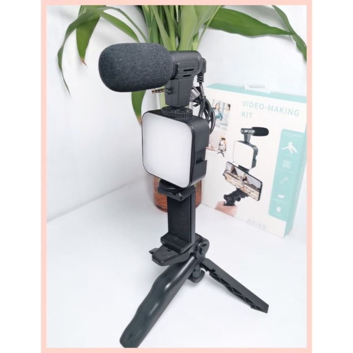 AY-49 Video Vlogger Kits Microphone LED Fill Light Mini Tripod For ...