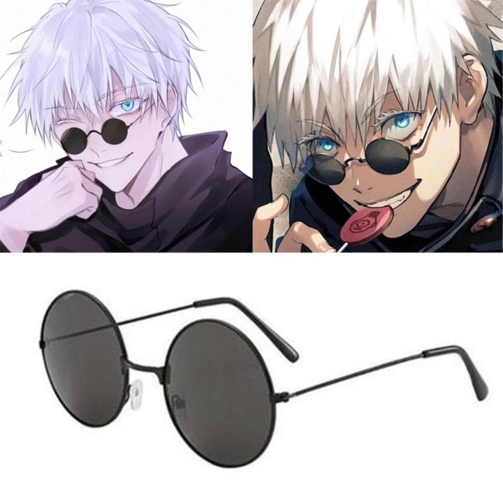 Anime Jujutsu Kaisen Glasses Gojo Satoru Sunglasses Steampunk Round ...