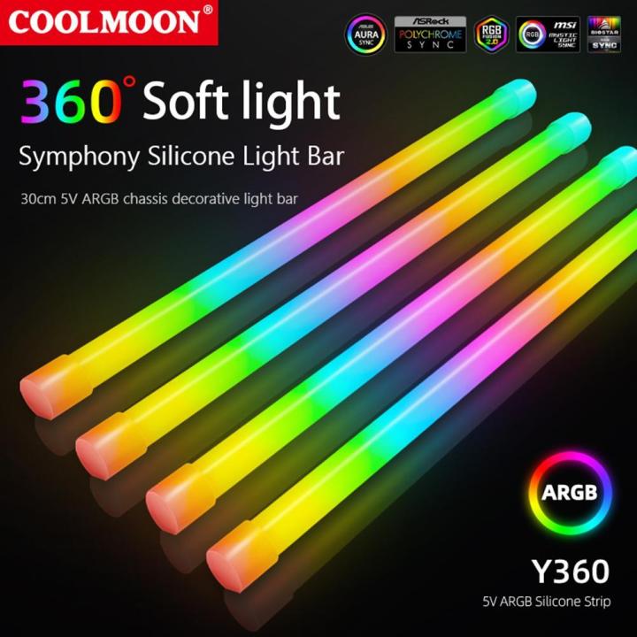 Coolmoon 30cm Rgb Led Strip Argb Pc Case Led Light Bar 5v 3pinx2 4pin Desktop Computer Case
