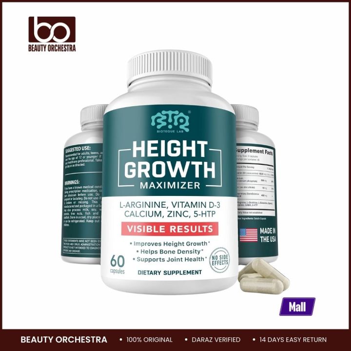 Bioteque Lab Height Growth Maximizer, Calcium, Vitamin D3 and Zinc ...