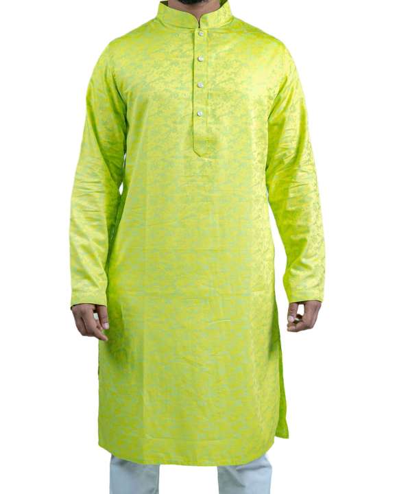 Stylish, Fashionable & Casual Men' s Cotton Punjabi Lime Color For Men ...